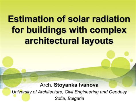 Solar Radiation Estimation For Complex Building Layouts