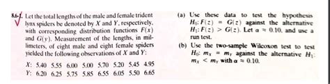 Solved 8 6 1 Let The Total Lengths Of The Male And Female Chegg Com