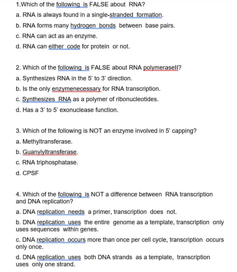 Solved Which Of The Following Is FALSE About RNA A RNA Chegg Com