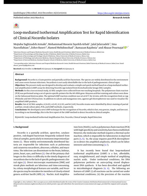 Pdf Loop Mediated Isothermal Amplification Test For Rapid Identification Of Clinical Nocardia