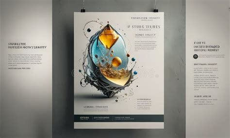 Triptych Posters Features Central Blue And Yellow Abstract Sculpture