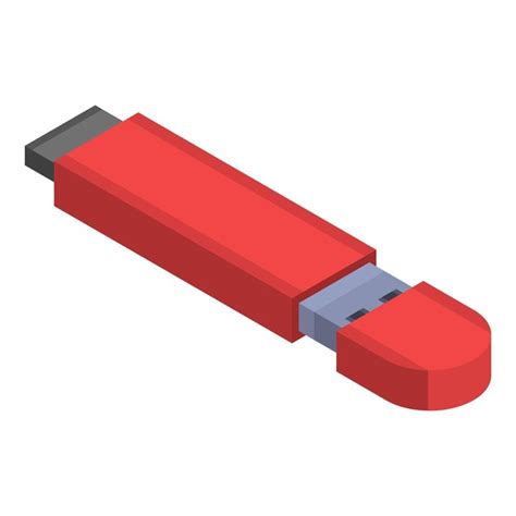 Premium Vector Red Usb Flash Icon Isometric Of Red Usb Flash Vector Icon For Web Design