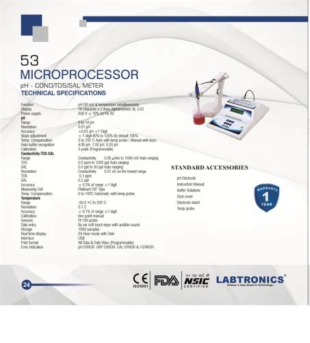 Labtronics Microprocessor PH Conductivity TDS Salinity Temp Meter For Laboratory Model Name