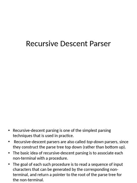 5 Top Down Parsing Recursive Descent Parsing 07082024 Pdf