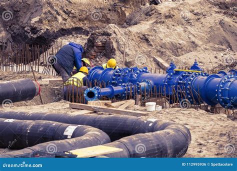 Construction Of Gas Pipeline On The Ground Editorial Photo