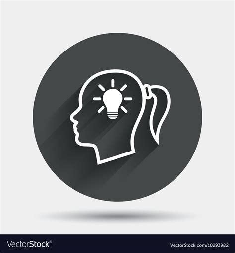 Head With Lamp Bulb Sign Icon Female Woman Vector Image