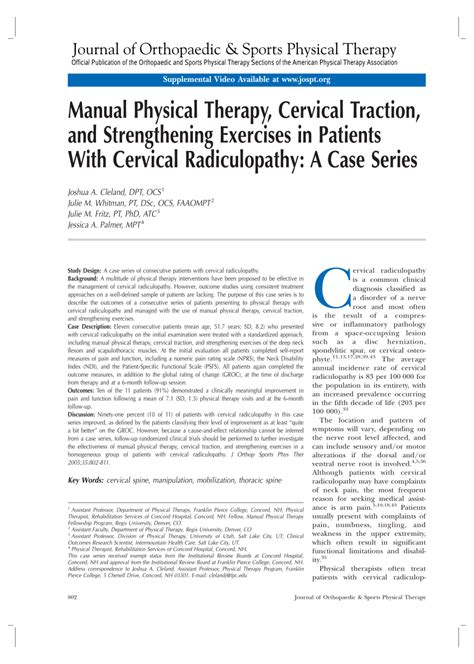 Pdf Manual Physical Therapy Cervical Traction And Strengthening Exercises In Patients With