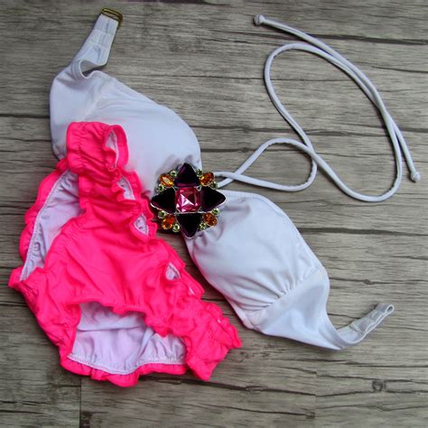 Designs Secret Crystal Diamond Bikini Set White Swimwear Women Swimsuit