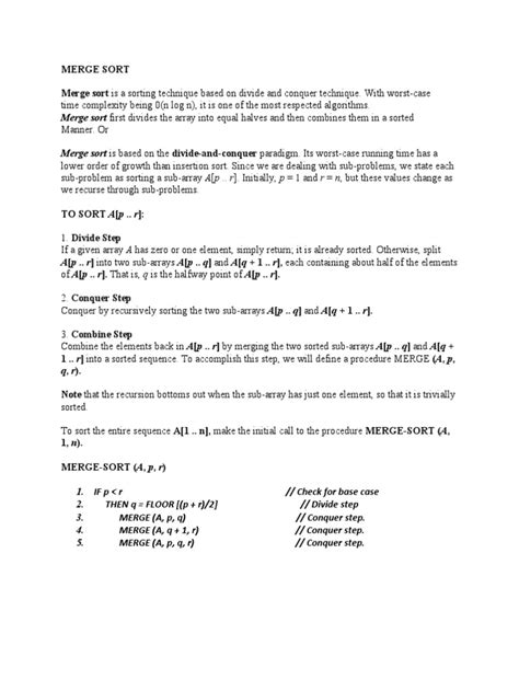 Merge Sort Pdf Software Engineering Algorithms And Data Structures