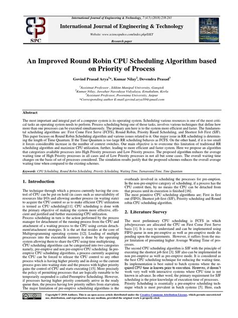 An Improved Round Robin Cpu Scheduling Algorithm B Pdf Scheduling
