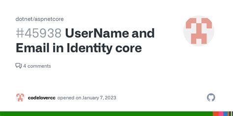 Username And Email In Identity Core · Issue 45938 · Dotnetaspnetcore · Github