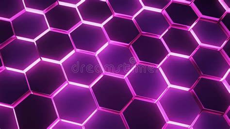Dynamic Motion Of Glowing Hexagonal Patterns In Vibrant Pink Hues