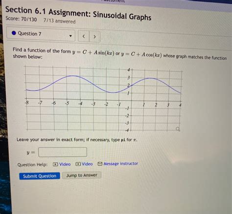 Solved Section Assignment Sinusoidal Graphs Score Chegg
