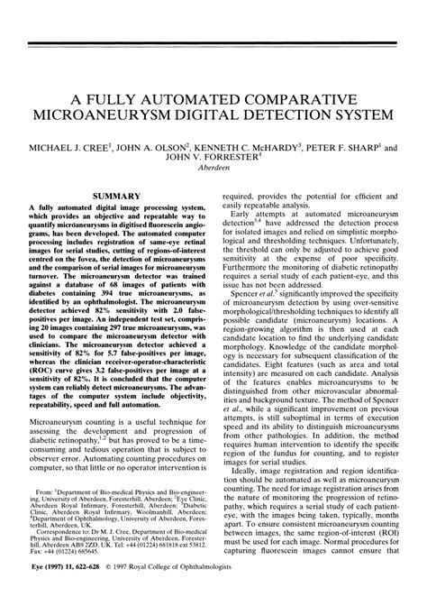 Pdf Fully Automated Comparative Microaneurysm Digital Detection System