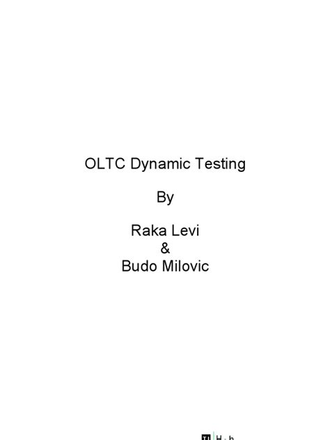 Oltc Dynamic Testing P10 Pdf Switch Transformer