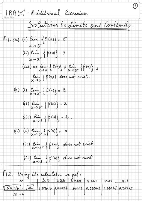 Limits And Continuity Solutions Studocu