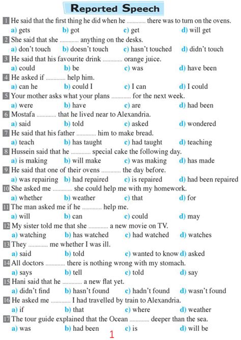 Reported Speech Exercises With Answers For Class 12 Pdf