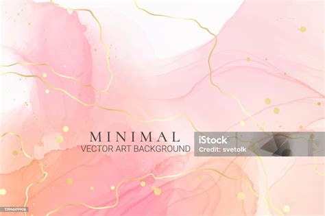골든 닷이 있는 로즈 핑크 액체 수채화 배경 먼지가 홍당무 대리석 알코올 잉크 그리기 효과 웨딩 초대 메뉴 Rsvp에 대한 벡터 일러스트 디자인 템플릿 결혼식에 대한 스톡