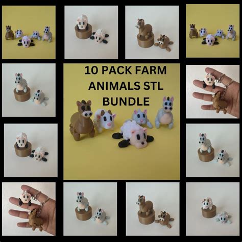 10 Pack Articulated Farm Animals Stl Bundle Pack For 3d Printing Etsy