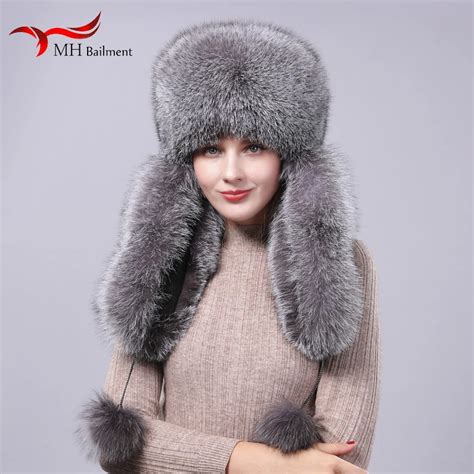 인기 판매 따뜻한 여우털 모자 너구리 모피 귀 보호 전체 모피 모자 여성용 겨울 모자 러시아어 패션 레이디 모자 스카프방한용 모자 Aliexpress