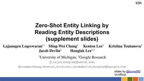 zero shot entity linking by reading entity descriptions speaker deck