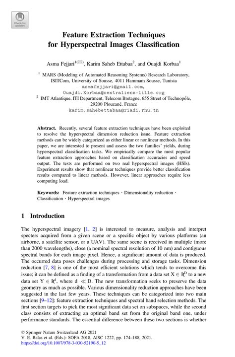 Pdf Feature Extraction Techniques For Hyperspectral Images Classification