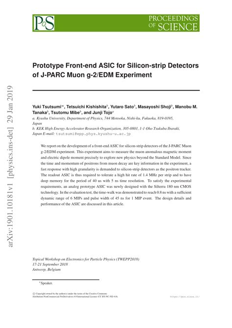 Pdf Prototype Front End Asic For Silicon Strip Detectors Of J Parc Muon G 2edm Experiment