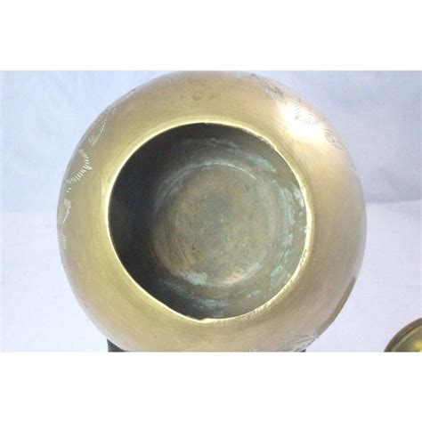 Pair Of Antique Chinese Etched Solid Brass Vases Chairish