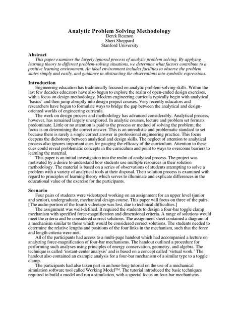 Pdf Analytic Problem Solving Methodology