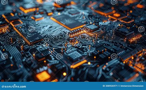 Macro Shot Of A Graphic Chip With Full Details Microchip And Graphic