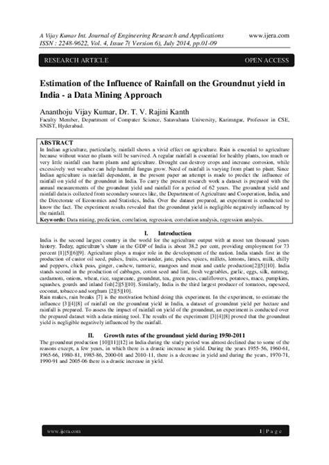 Pdf A Estimation Of The Influence Of Rainfall On The Groundnut Yield