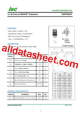 FQPF9N50C Datasheet(PDF) - Inchange Semiconductor Company Limited