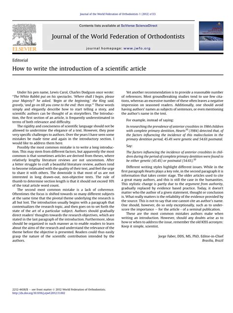 Pdf How To Write The Introduction Of A Scientific Article