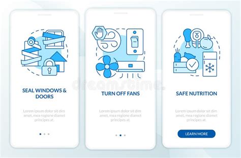Actions At Home During Disaster Blue Onboarding Mobile App Screen Stock