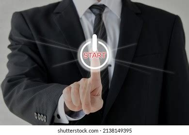 Business Man Pushing Start Button Stock Photo Shutterstock