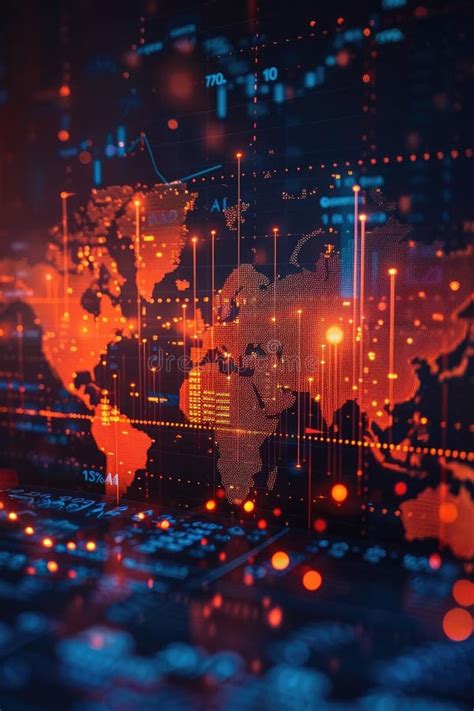 Abstract Digital World Map With Glowing Data Points And Network Lines Showcasing Global
