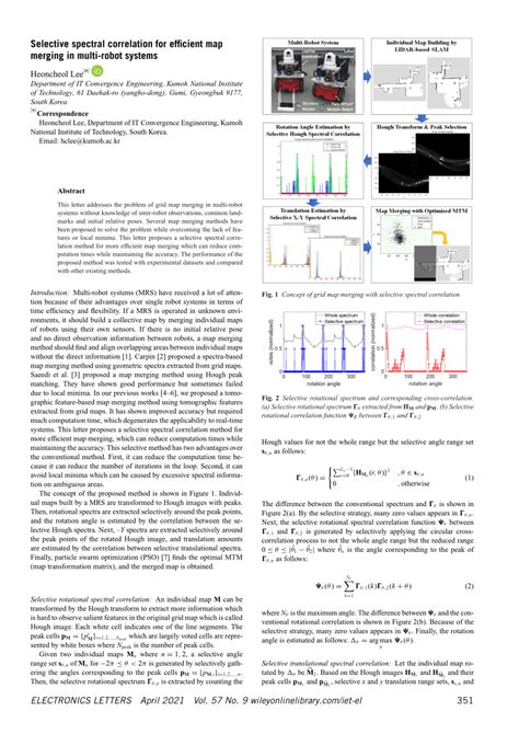 Pdf Selective Spectral Correlation For Efficient Map Merging In Multi