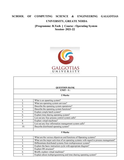 Qb Operating System School Of Computing Science And Engineering