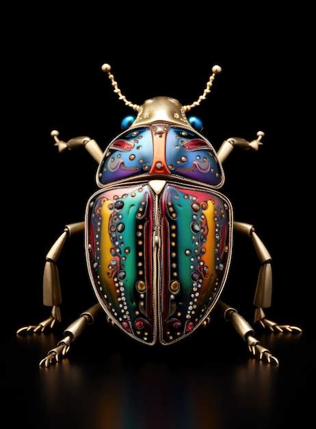 Premium Ai Image A Gold Bug With Colorful Gems