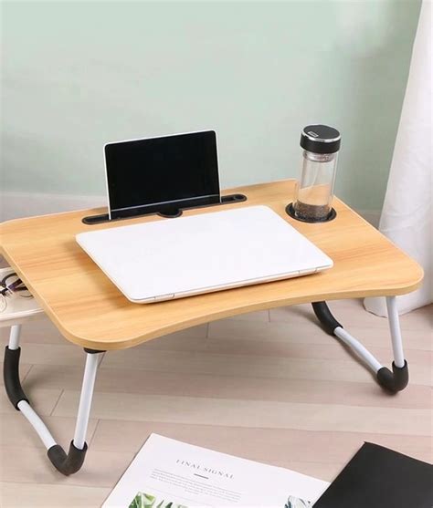 میز تحریر و مطالعه و لپ تاپ تاشو قابل حمل با جای گوشی و لیوان Parishop1