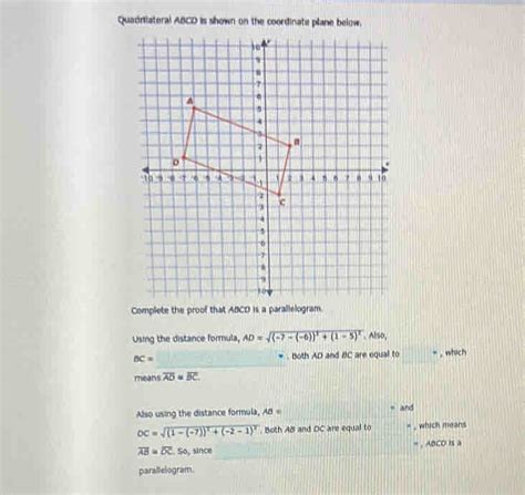 Quadrilateral Abcd Is Shown On The Coordinate Plane Below Complete The Proof That Abcd I [math]