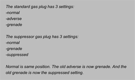 Confused On Factory Aug Suppressor Plug Settings Anyone Know For Sure Which Ones What Raug