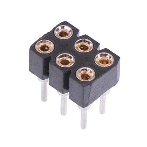 6 Pin Double Row Turned Pin Socket Connector 2 54mm The Electronics Hub