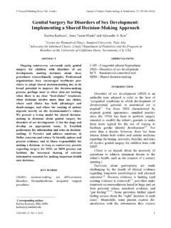 Genital Surgery For Disorders Of Sex Development Genital Surgery For Disorders Of Sex