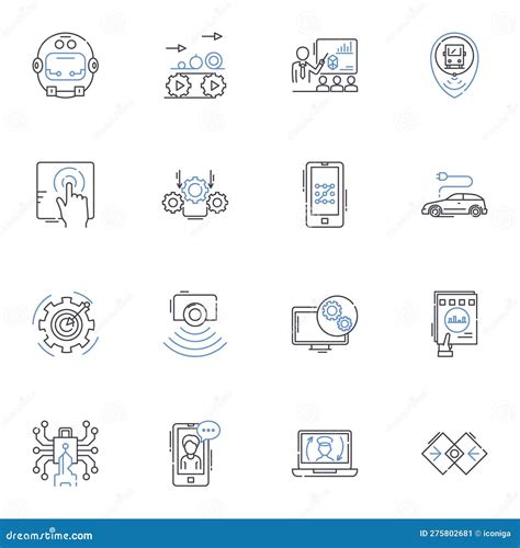 artificial intelligence line icons collection robotics machine