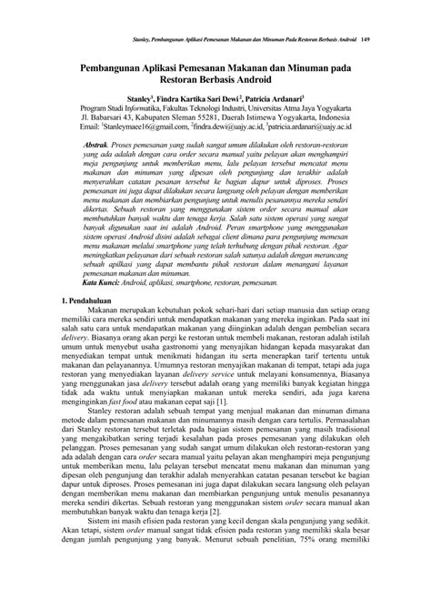 Pdf Pembangunan Aplikasi Pemesanan Makanan Dan Minuman Pada Restoran Berbasis Android