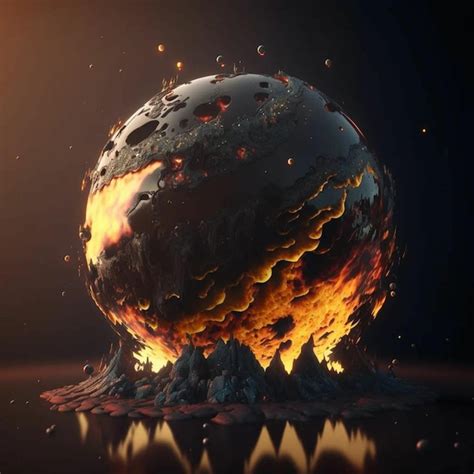 Premium Photo A Burning Planet With A Black Background And A Burning