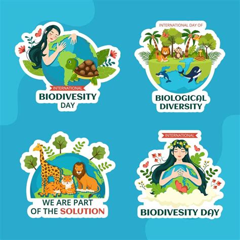 World Biodiversity Day Label Flat Cartoon Hand Drawn Templates