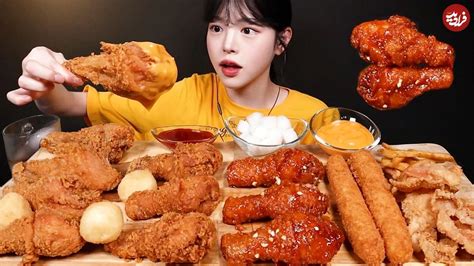 ویدئو خوردن 2 کیلوگرم مرغ سوخاری، سیب زمینی و میگو سوخاری توسط دختر