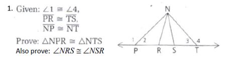 Solved Angle 1 Congruent Angle 4 Pr Congruenct Ts Np
